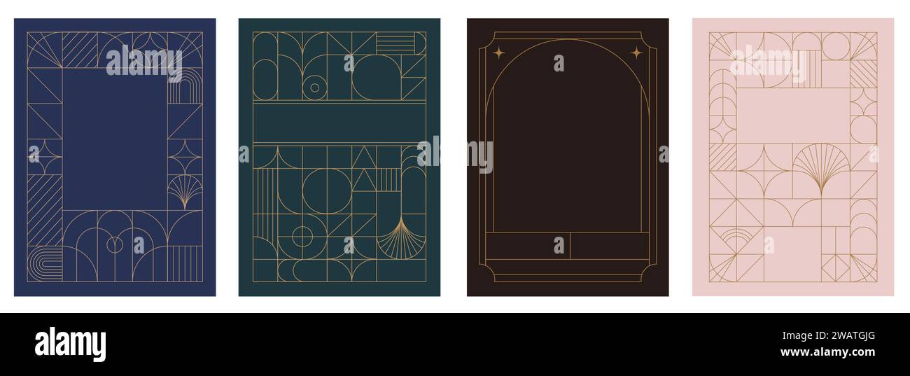 Art Deco frames minimalist collection. Elegant luxury borders and ...