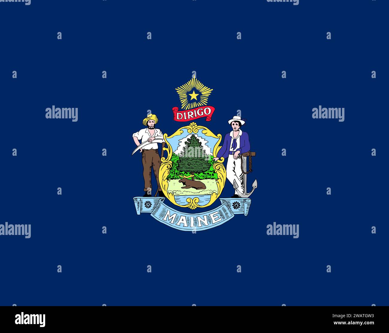 High detailed flag of Maine. Maine state flag, National Maine flag ...