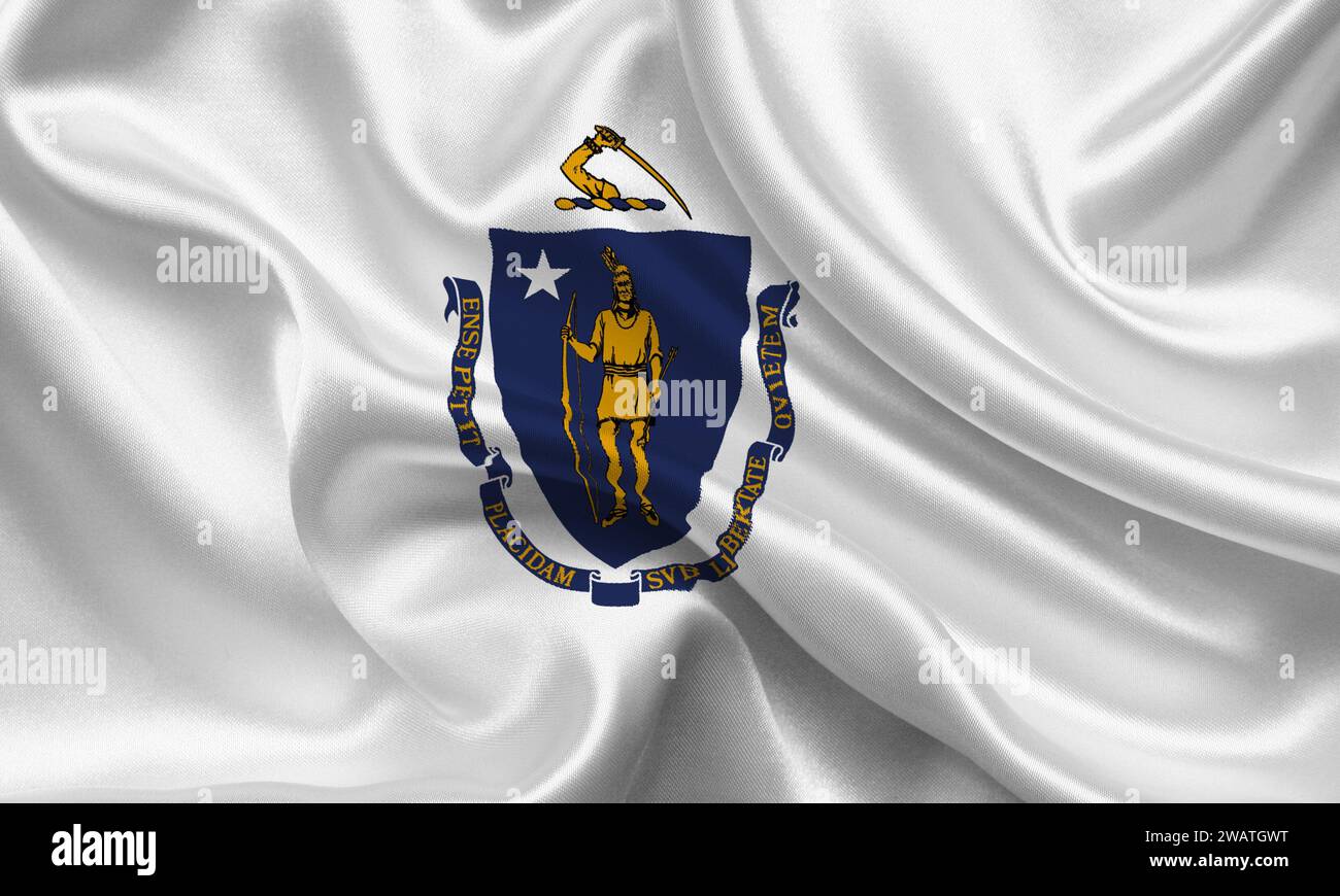 High detailed flag of Massachusetts. Massachusetts state flag, National ... High detailed flag of Massachusetts. Massachusetts state flag, National ...