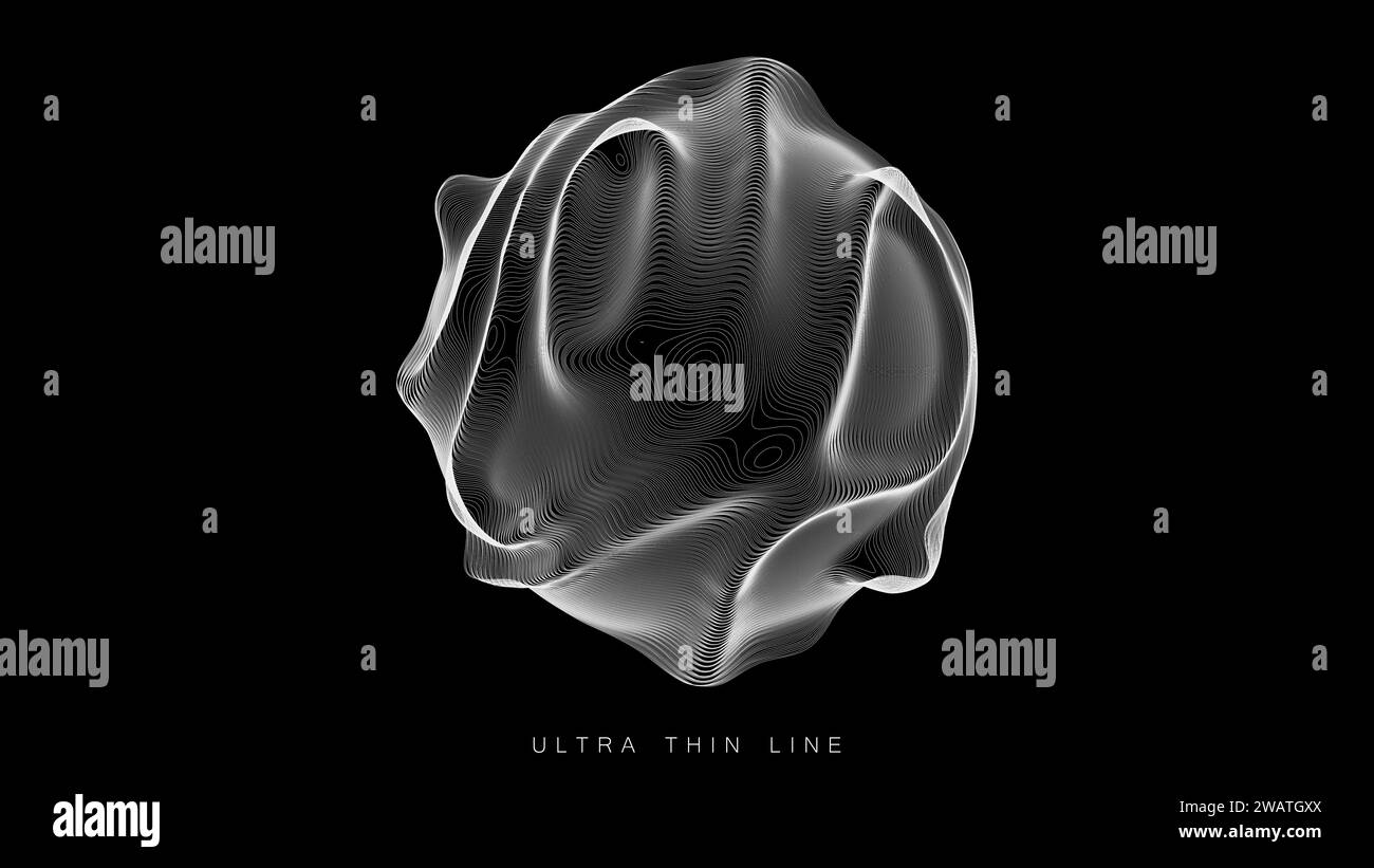 Ultra thin line fluid geometry. Dynamic vector distorted spheres Stock ...