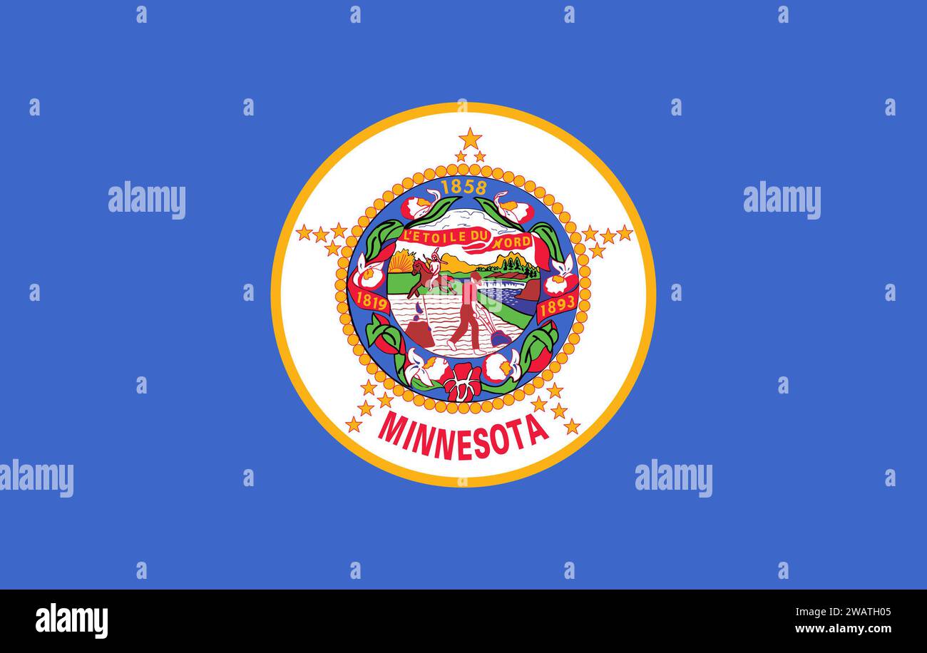 High detailed flag of Minnesota. Minnesota state flag, National ...