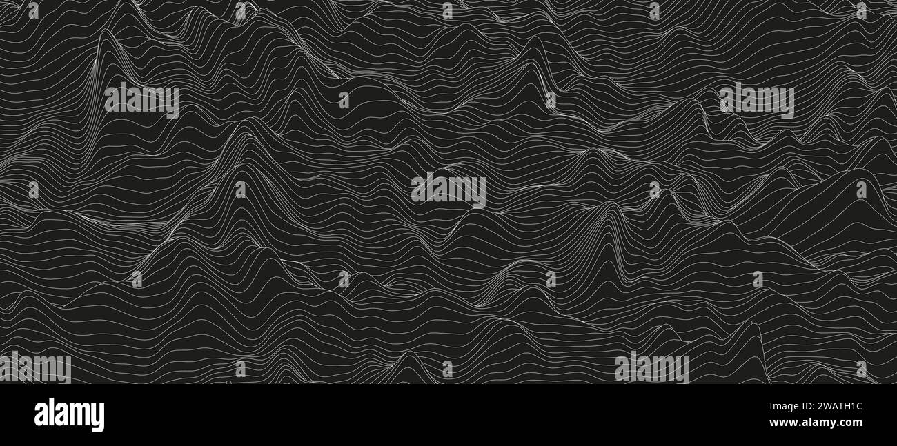 Abstract background with distorted line shapes on a black background ...