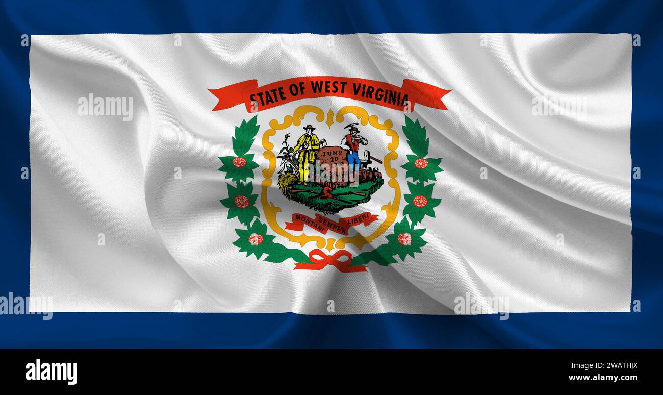 High detailed flag of West Virginia. West Virginia state flag, National ... High detailed flag of West Virginia. West Virginia state flag, National ...