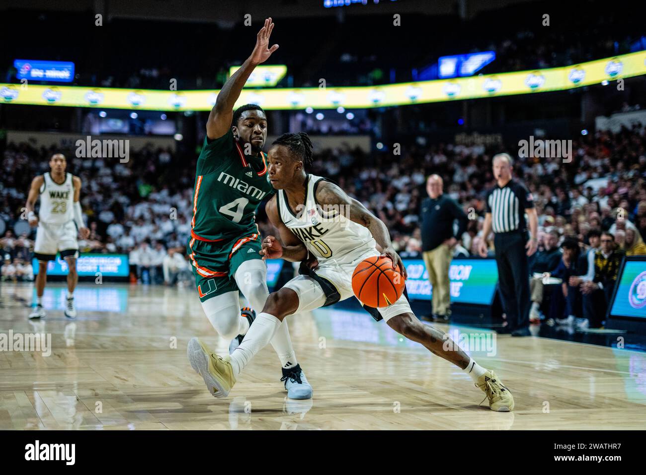 Winston-Salem, NC, USA. 6th Jan, 2024. Wake Forest guard Kevin Miller ...