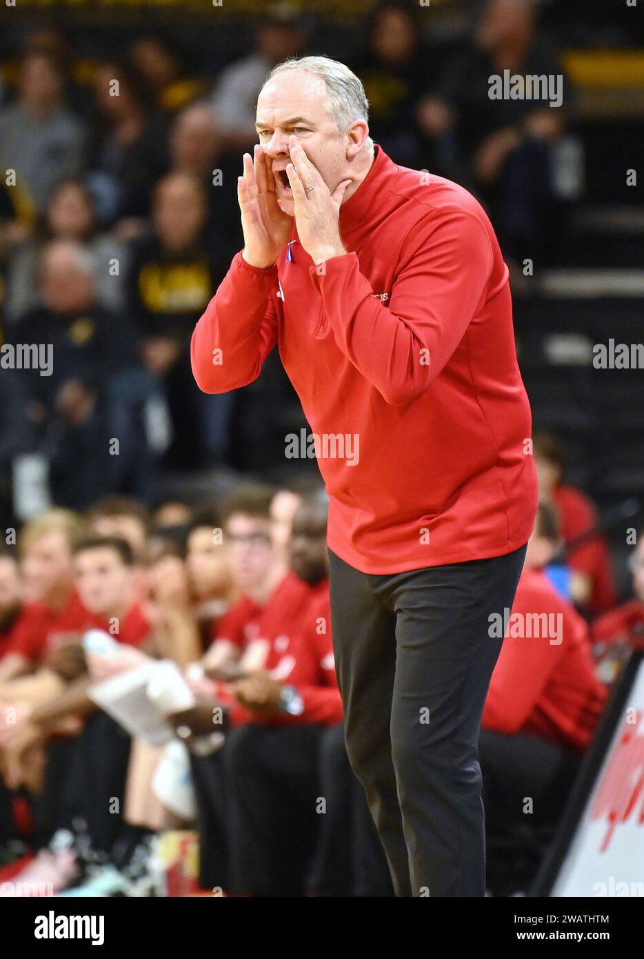 IOWA CITY, IA - JANUARY 06: Rutgers head coach Steve Pikiell as seen ...