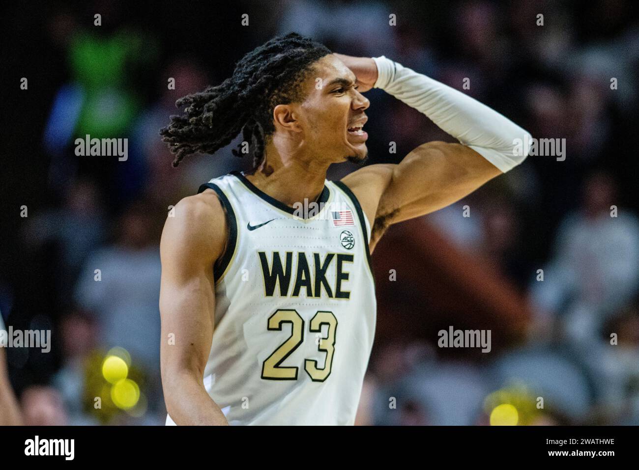 Winston-Salem, NC, USA. 6th Jan, 2024. Wake Forest guard Hunter Sallis ...