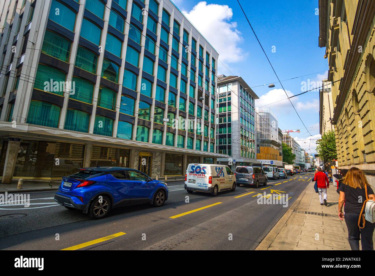 Geneva, Switzerland - September 8 2023: Urban street view of downtown ...