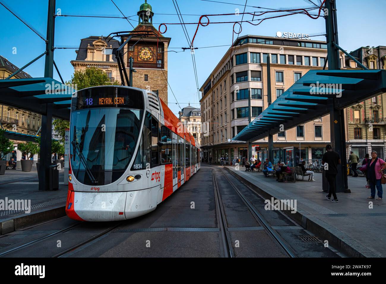 Geneva, Switzerland - September 8 2023: Streets of Geneva city and ...
