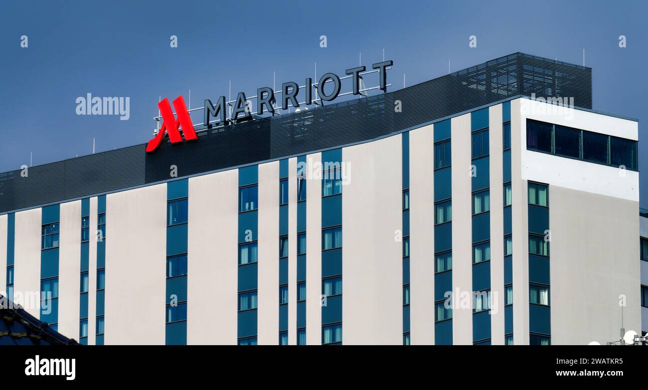 Bonn, Germany January 03 2024: Facade of the Bonn marriott hotel in the ...