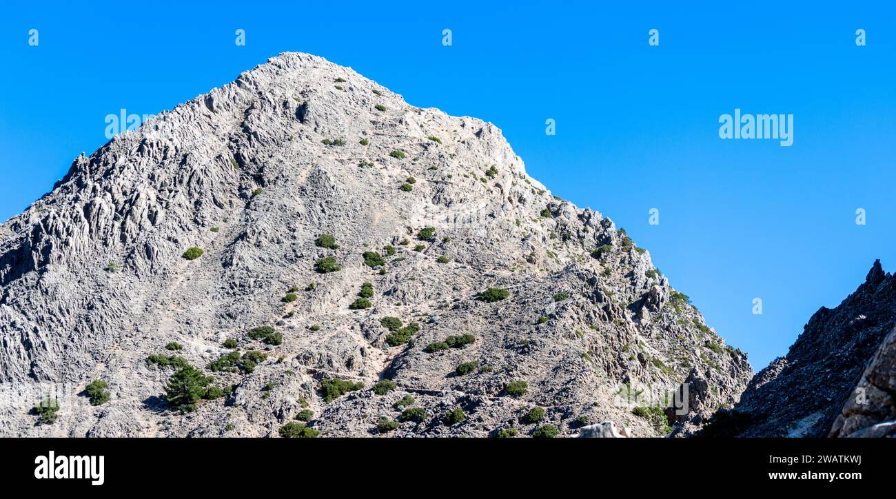 Hiking trail to Lucero peak, Natural Mountains park of Tejeda, Almijara ...
