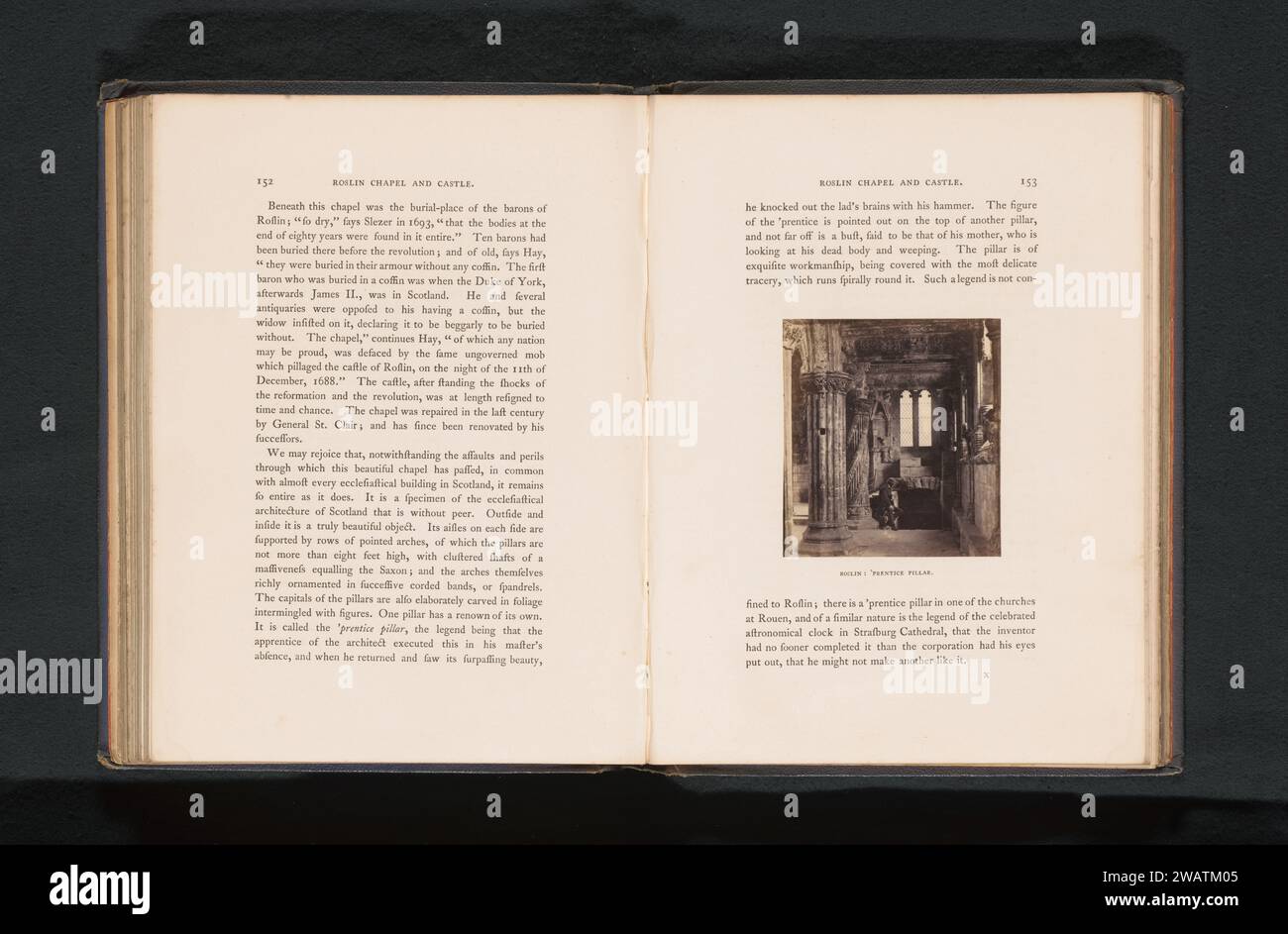 Interior of the Rosslyn Chapel with the Apprentice Pillar, George ...