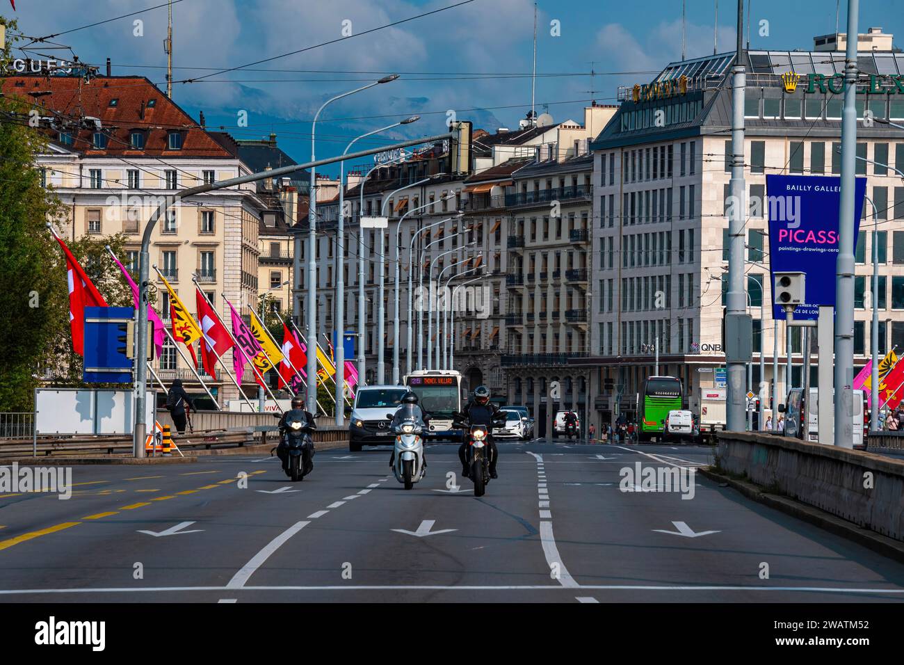 Geneva, Switzerland - September 8 2023: Urban street view of downtown ...