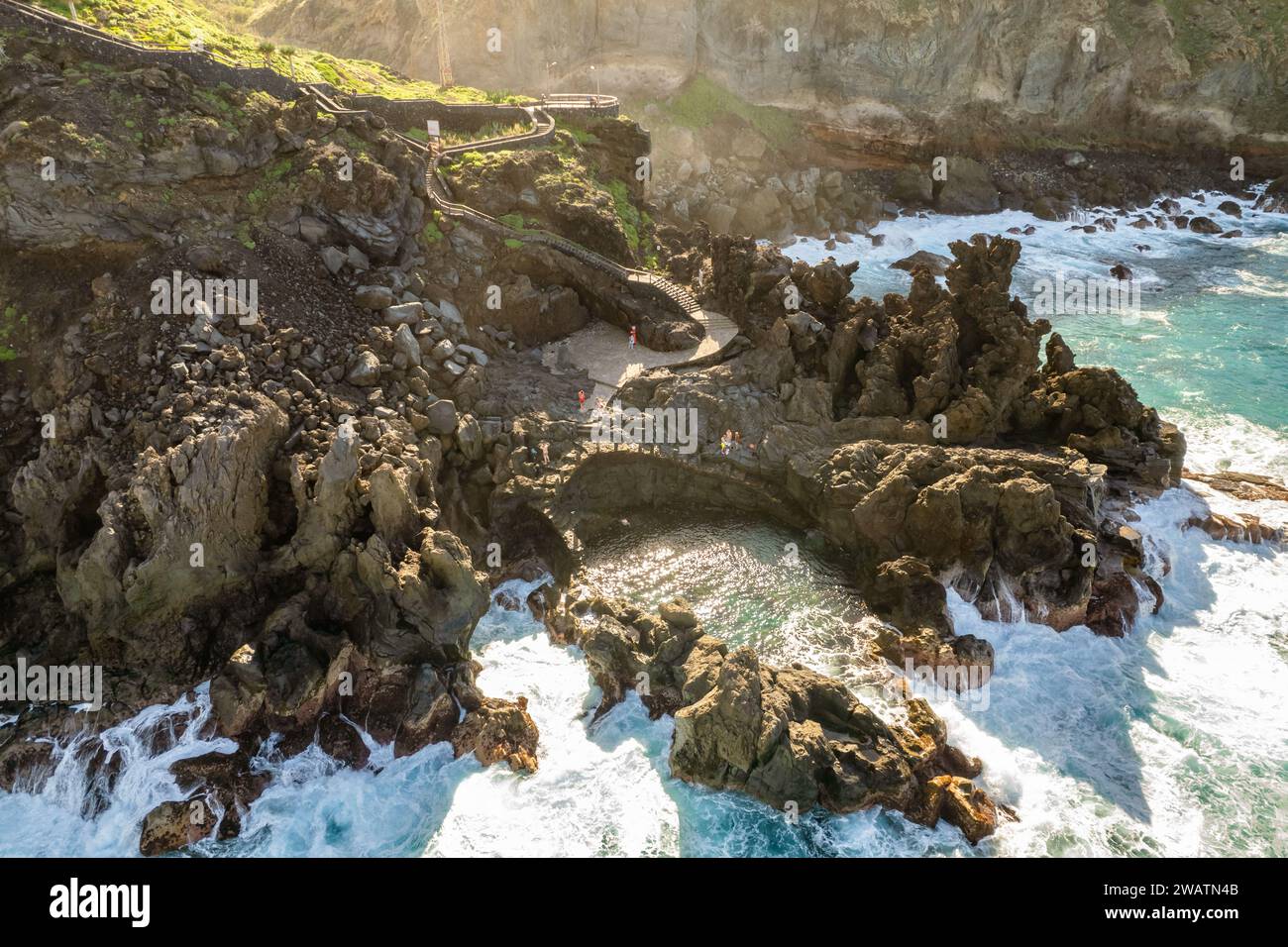 The natural volcanic pool charco de la laja hi-res stock photography ...
