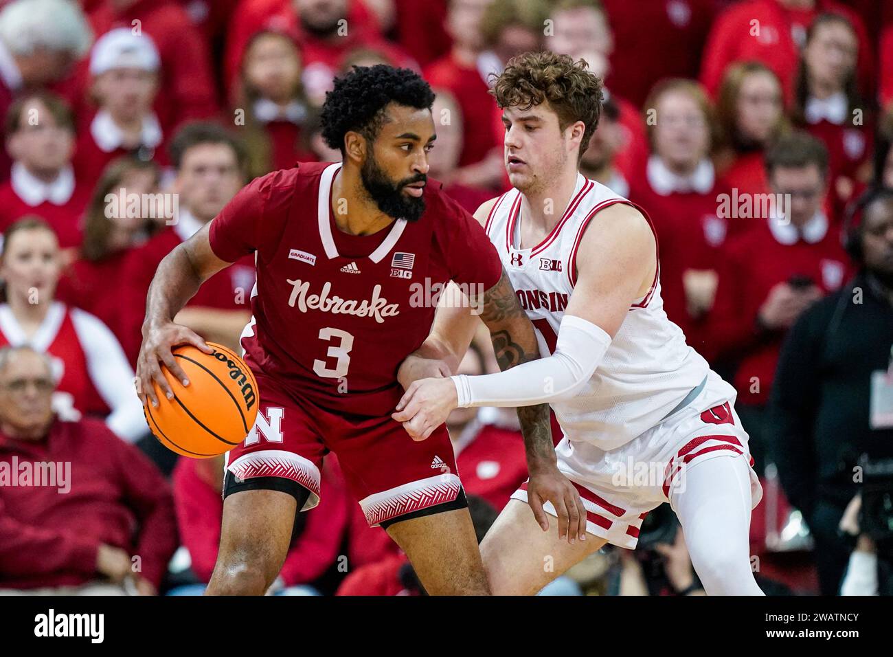 Nebraska's Brice Williams (3) against Wisconsin's Max Klesmit (11 ...
