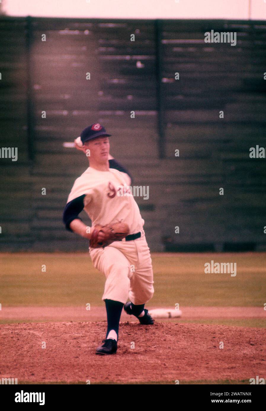 TUCSON, AZ - MARCH, 1955: Pitcher Herb Score #27 of the Cleveland ...