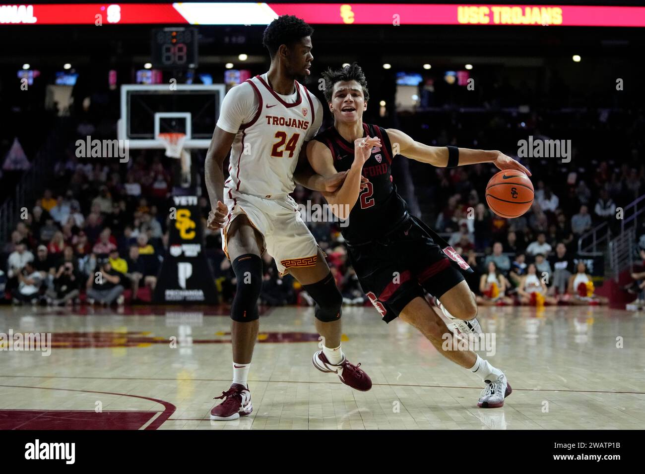 Southern California forward Joshua Morgan (24) defends against Stanford ...