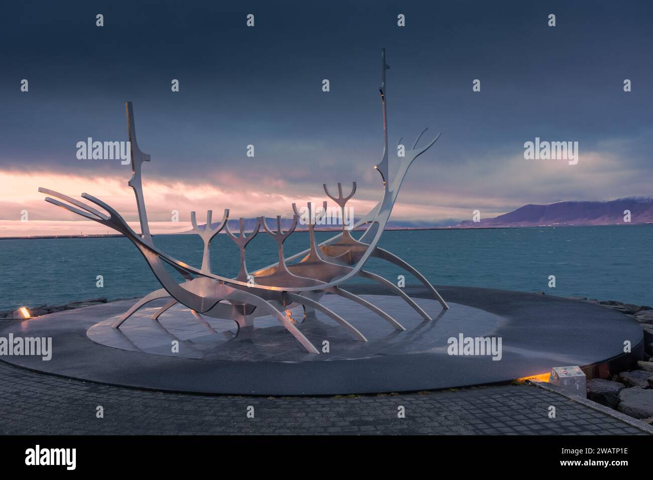 Reykjavik, Iceland, 27 November 2022: Solfar or Sun Voyager monument at ...