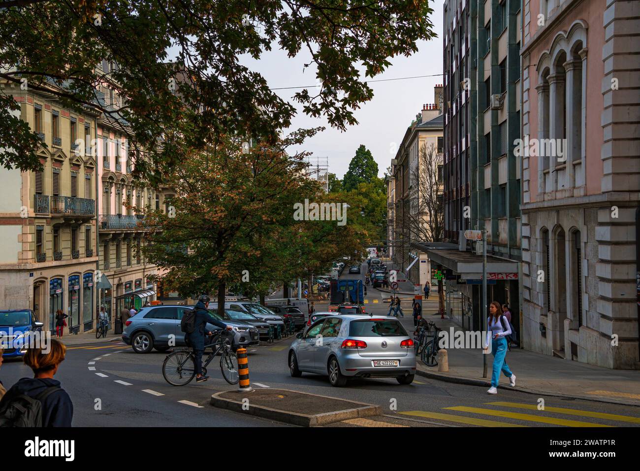 Geneva, Switzerland - September 8 2023: Urban street view of downtown ...