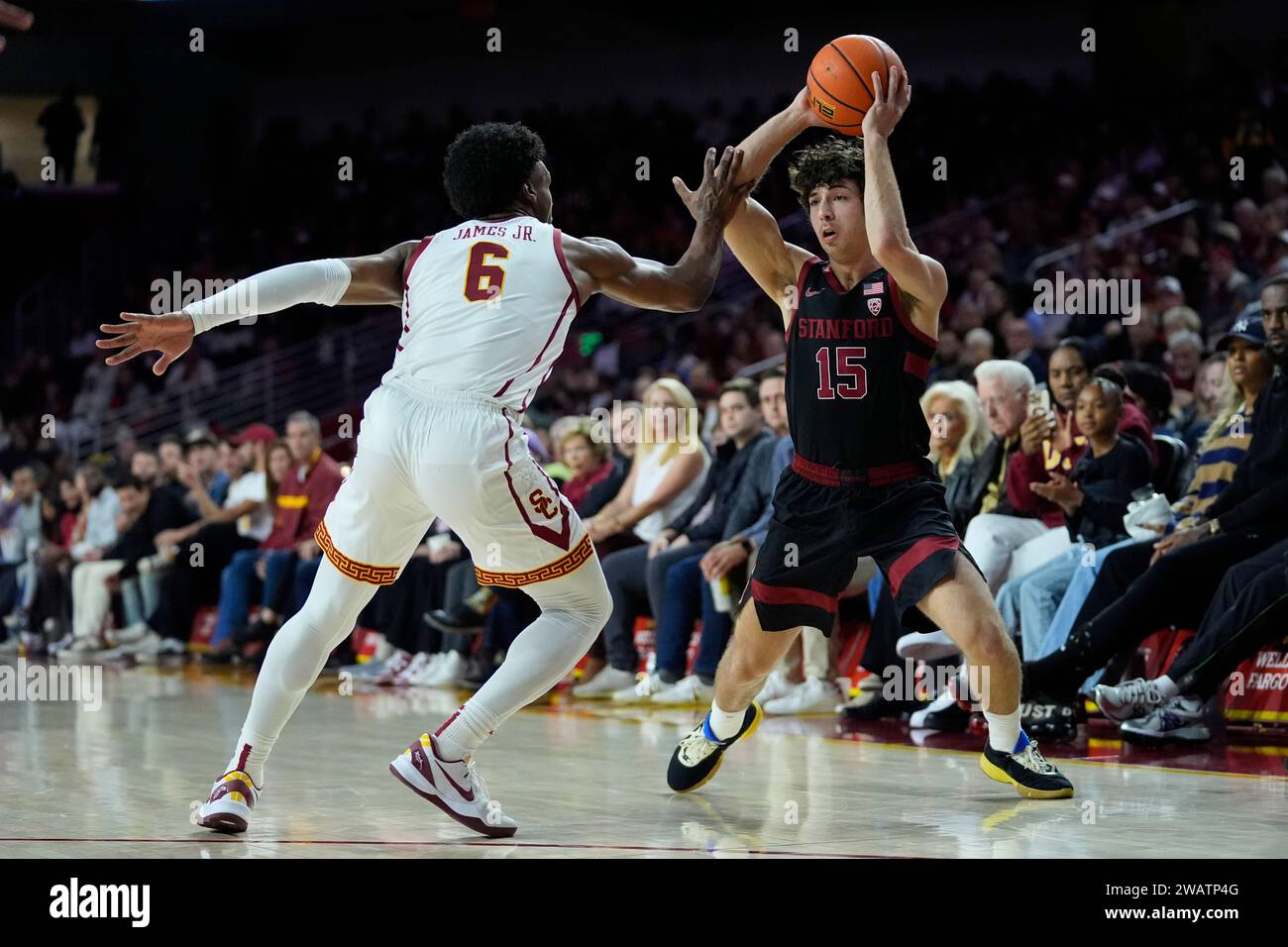 Stanford guard Benny Gealer (15) looks to pass against Southern ...