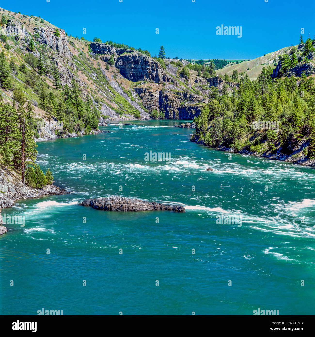 buffalo rapids in a canyon along the flathead river below kerr dam near ...