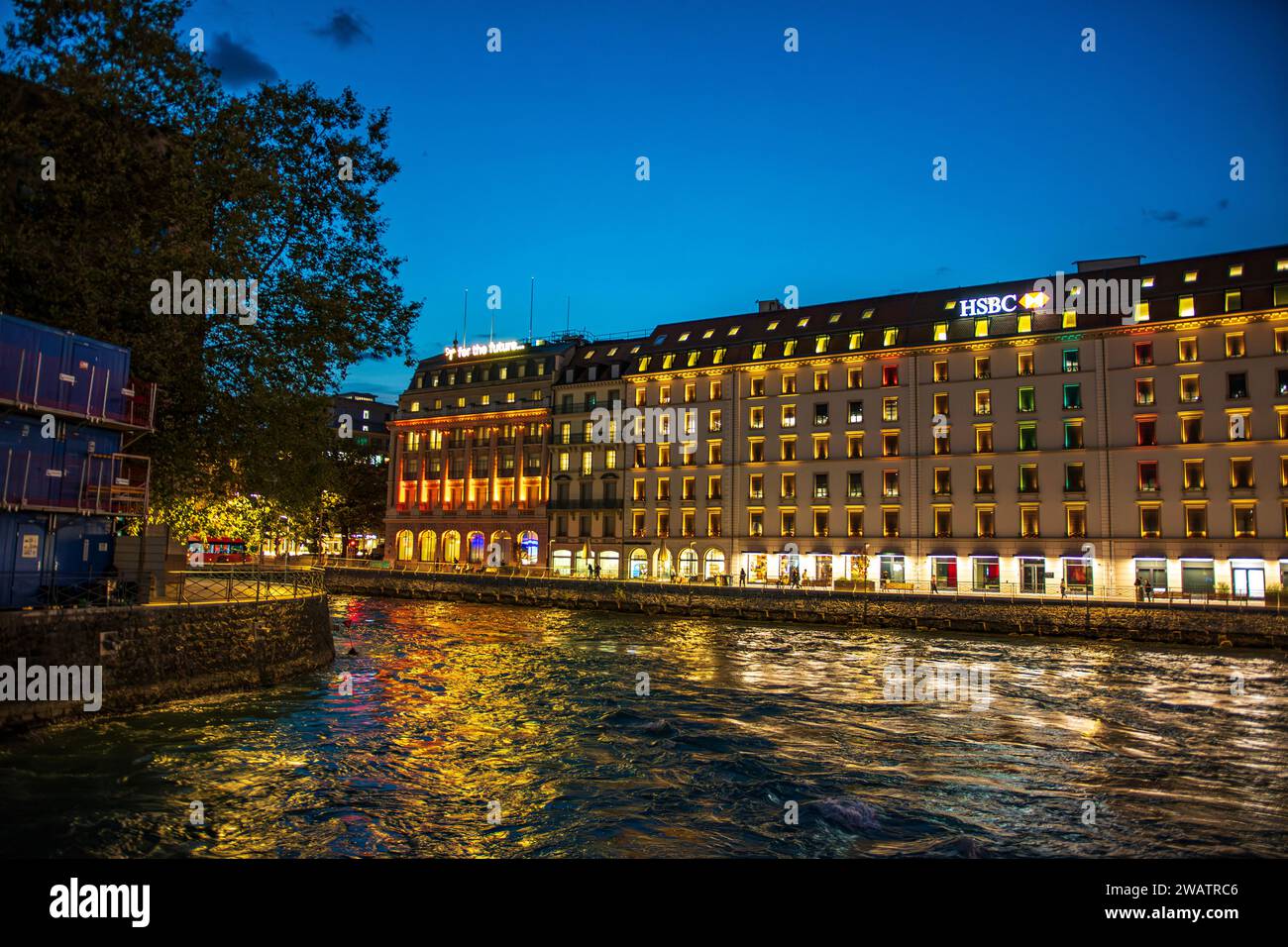Geneva, Switzerland - August 30 2023: HSBC private bank building ...