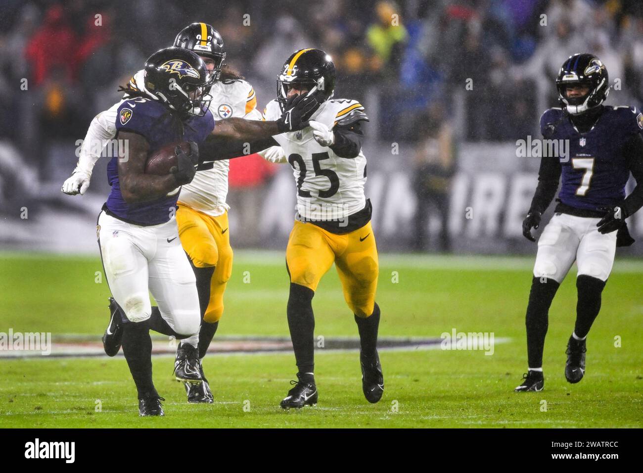Baltimore, United States. 06th Jan, 2024. Baltimore Ravens running back ...