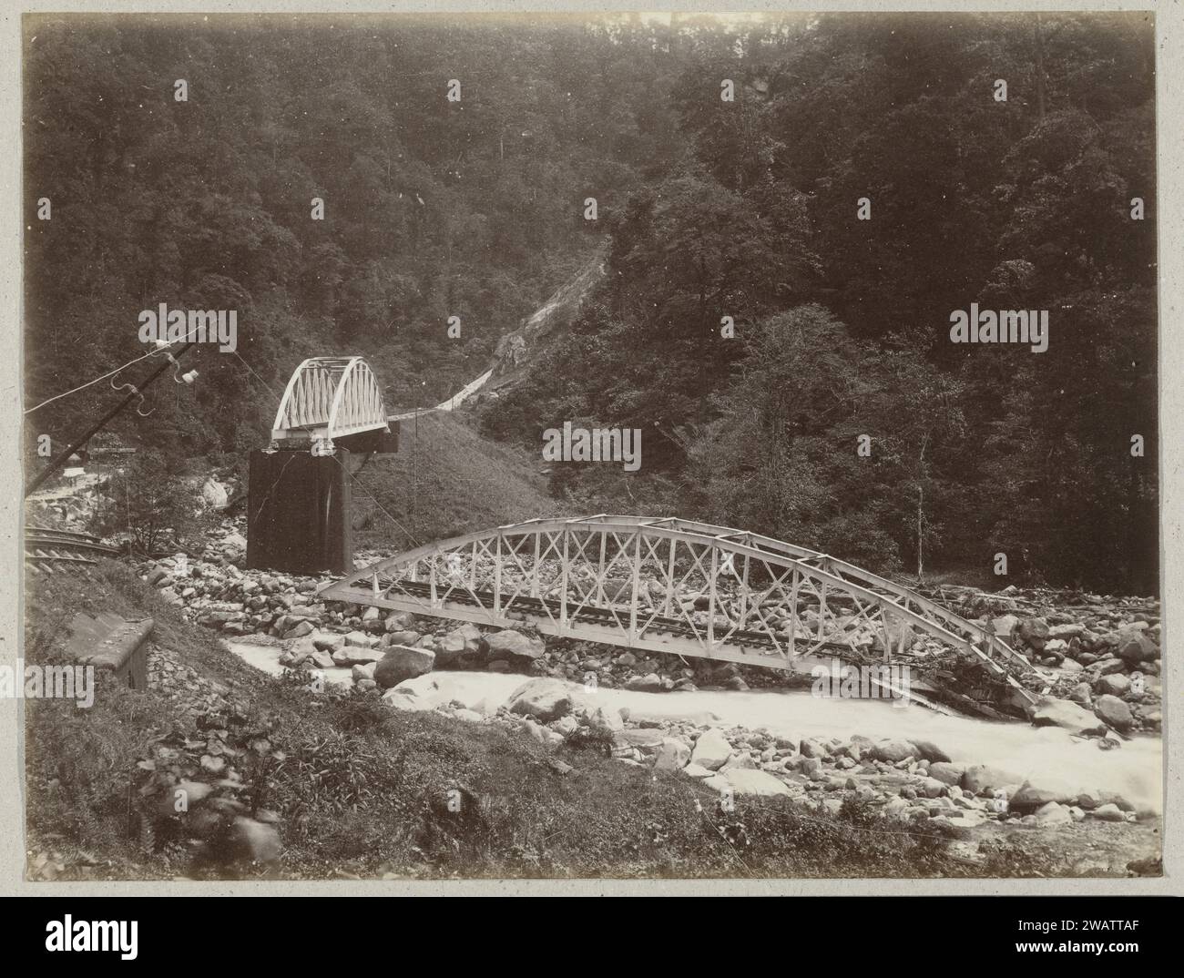 Collapsed railway bridge in the Anaikloof, 1892 photograph paper ...