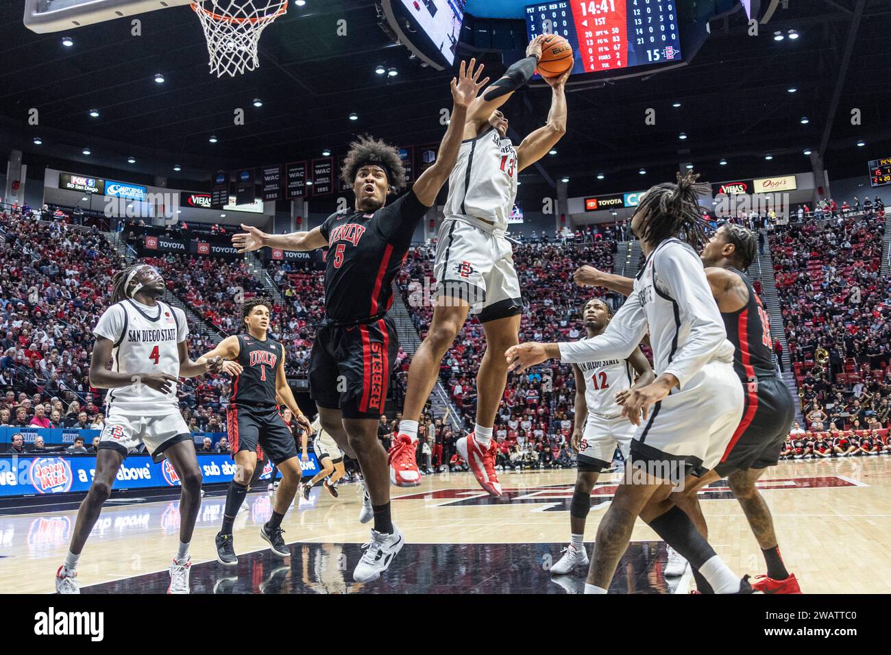 SAN DIEGO, CA - JANUARY 06: San Diego State forward Jaedon LeDee (13 ...