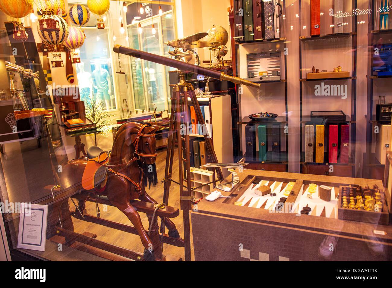 Beautiful decorated storefronts in Geneva district in Switzerland Stock ...