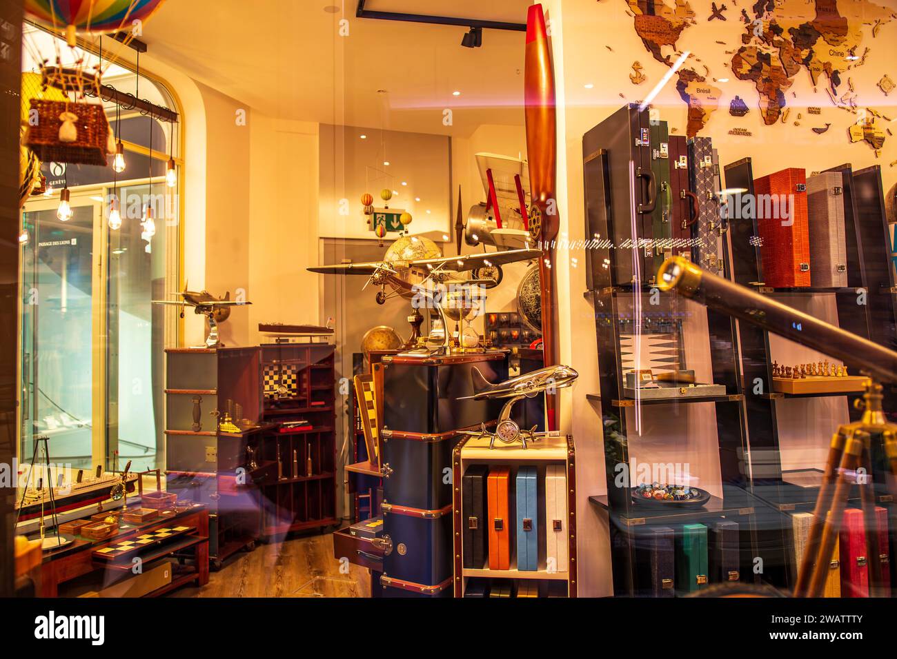 Beautiful decorated storefronts in Geneva district in Switzerland Stock ...