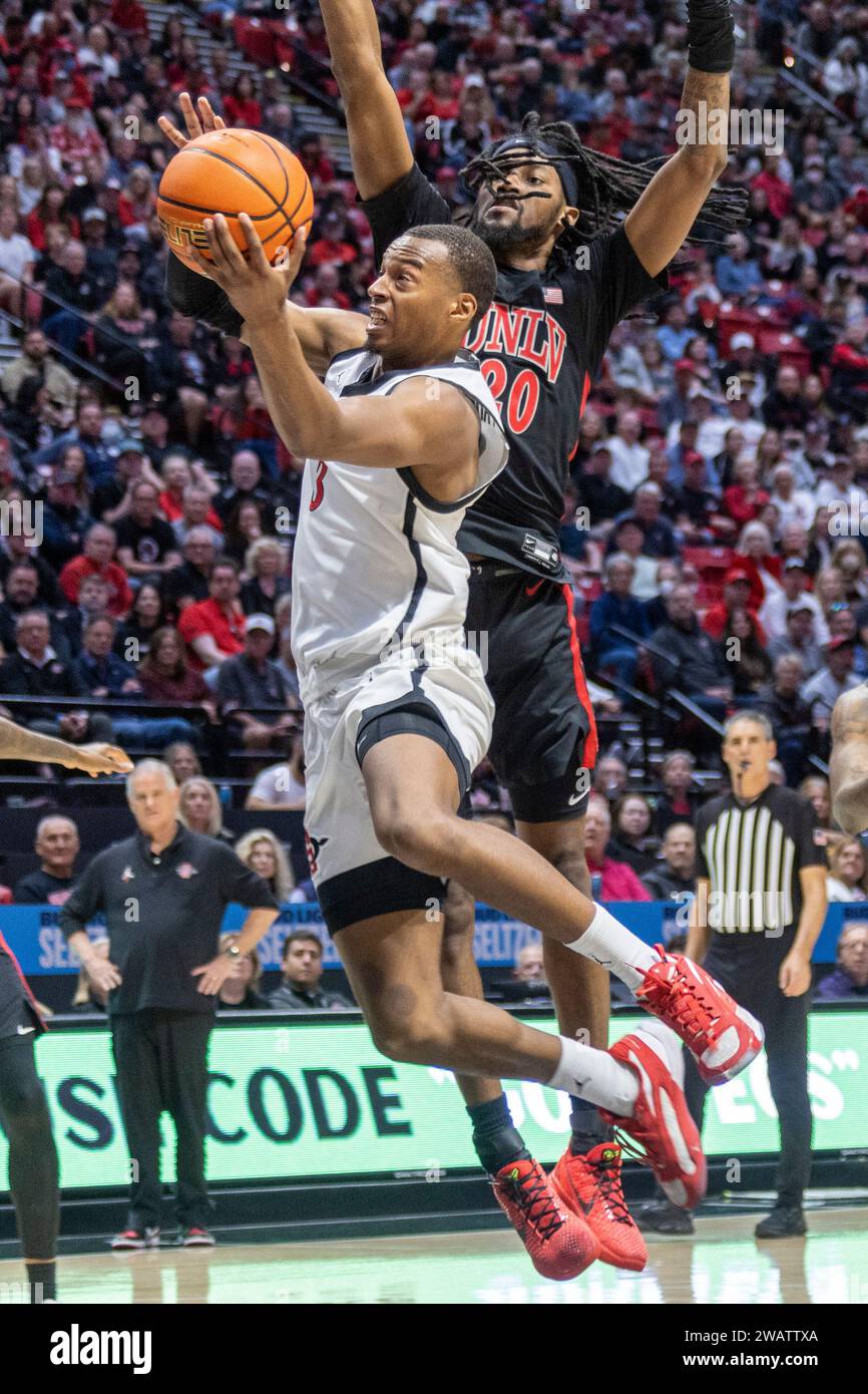 SAN DIEGO, CA - JANUARY 06: San Diego State guard Micah Parrish (3 ...