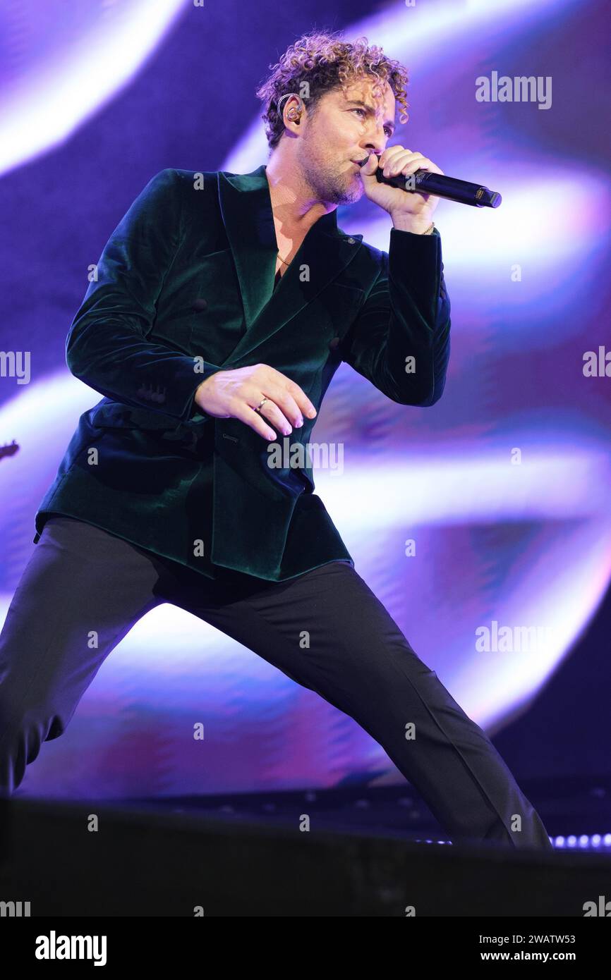 The singer David Bisbal performs during the concert of I feel alive ...