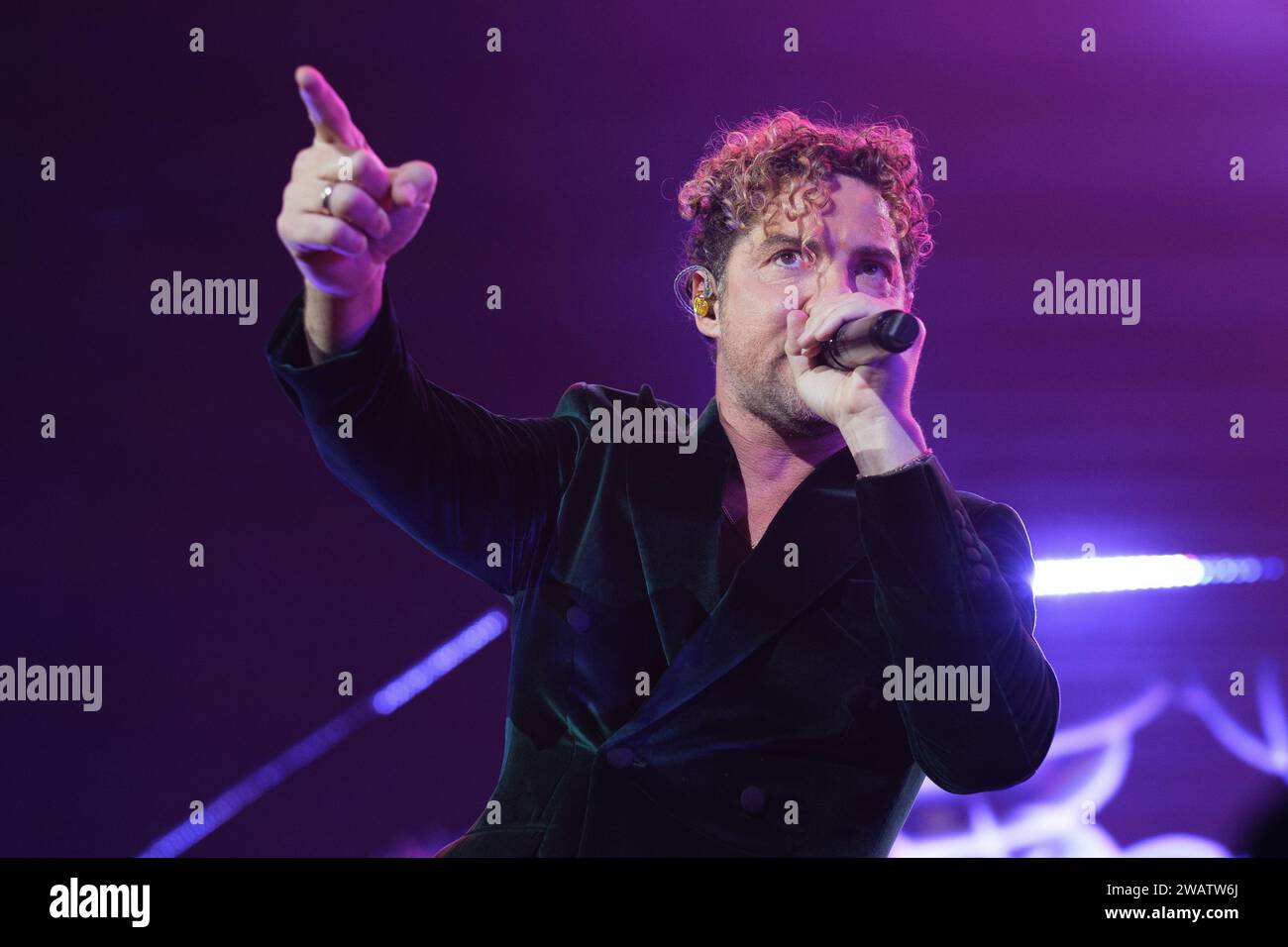 The singer David Bisbal performs during the concert of I feel alive ...