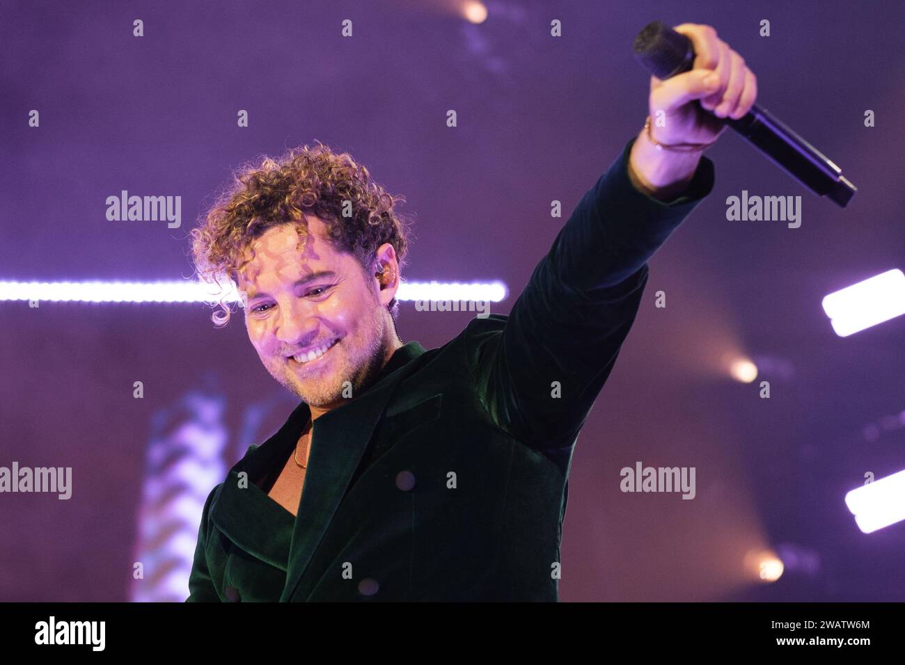 The singer David Bisbal performs during the concert of I feel alive ...