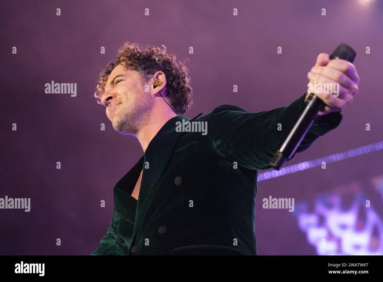 The singer David Bisbal performs during the concert of I feel alive ...