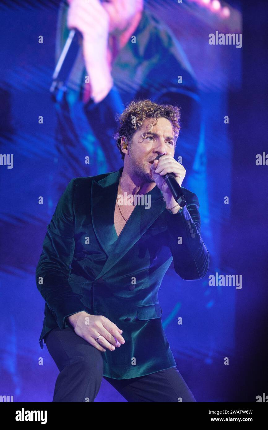 The singer David Bisbal performs during the concert of I feel alive ...