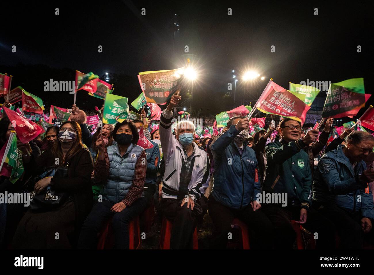 New Taipei, Taiwan. 06th Jan, 2024. Supporters were waving the flags ...