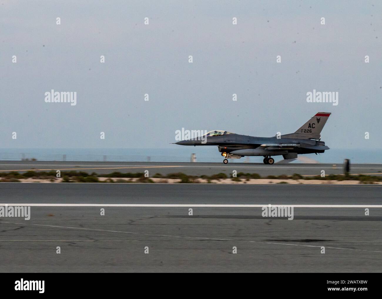 A U.S. Air Force F-16 Fighting Falcon arrives at an undisclosed ...