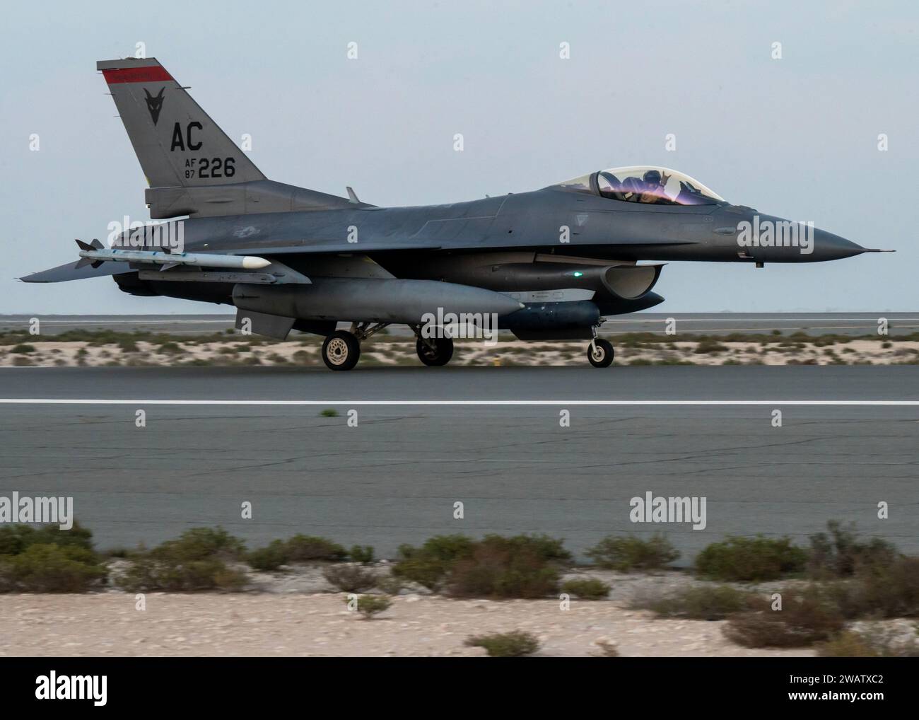 A U.S. Air Force F-16 Fighting Falcon arrives at an undisclosed ...