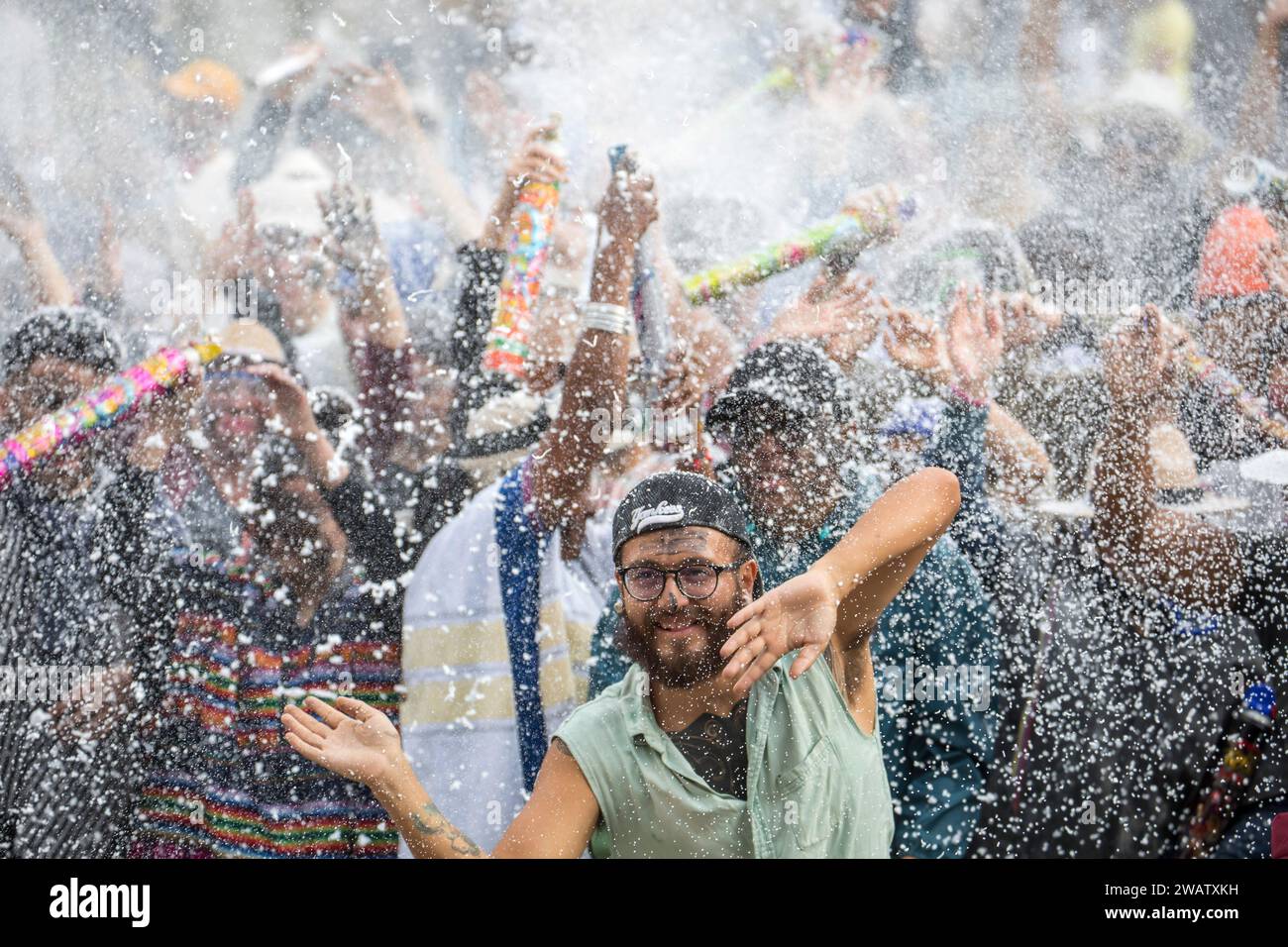 06 January 2024, Colombia, Pasto: People take part in the "Desfile ...