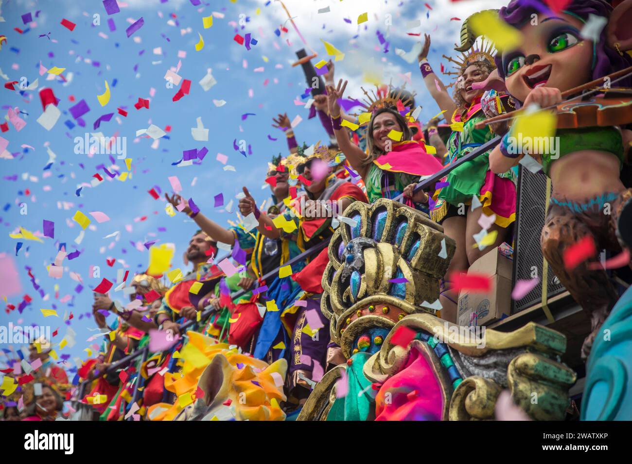 06 January 2024, Colombia, Pasto: People take part in the "Desfile ...