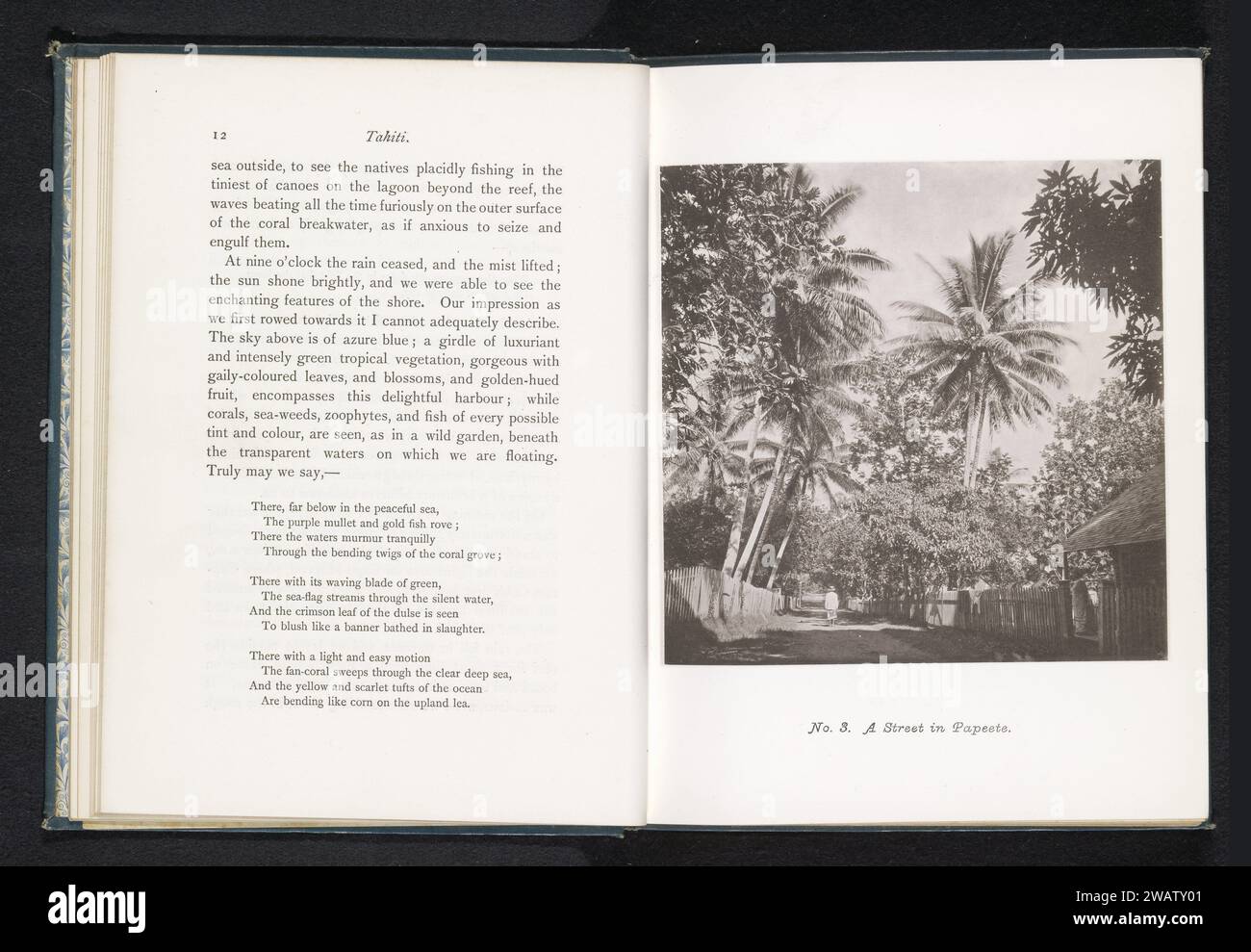 View of a street in Papeete on Tahiti, Henry Stuart-Woortley, 1880 ...
