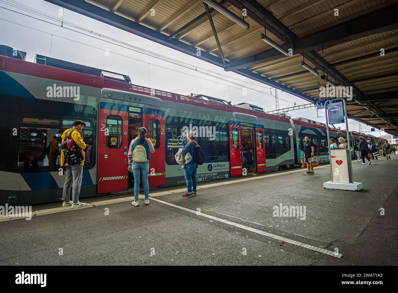 Geneva, Switzerland - September 8 2023: Geneve Cornavin railway station ... Geneva, Switzerland - September 8 2023: Geneve Cornavin railway station ...