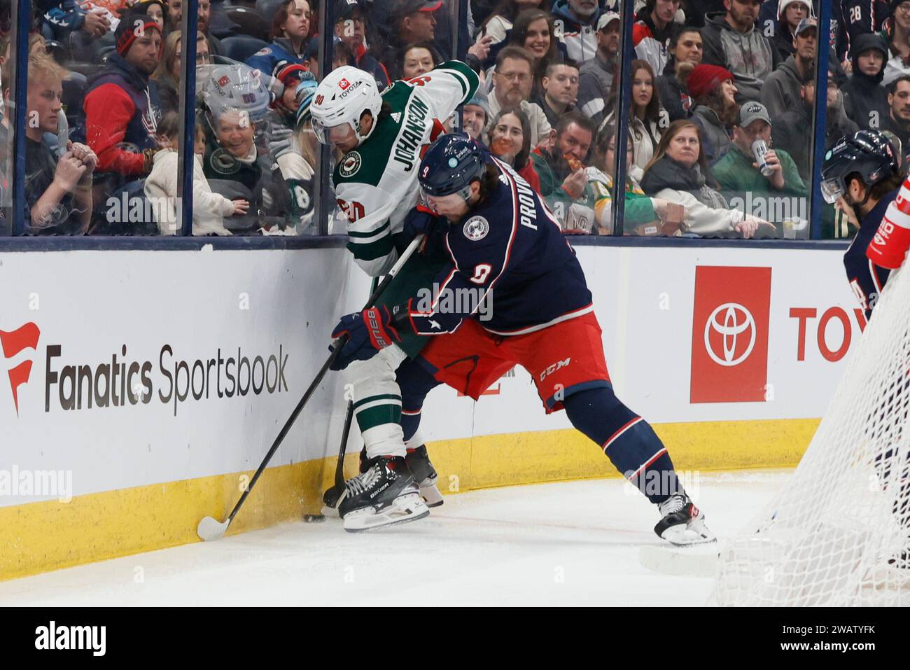 Minnesota Wild's Marcus Johansson, left, and Columbus Blue Jackets ...