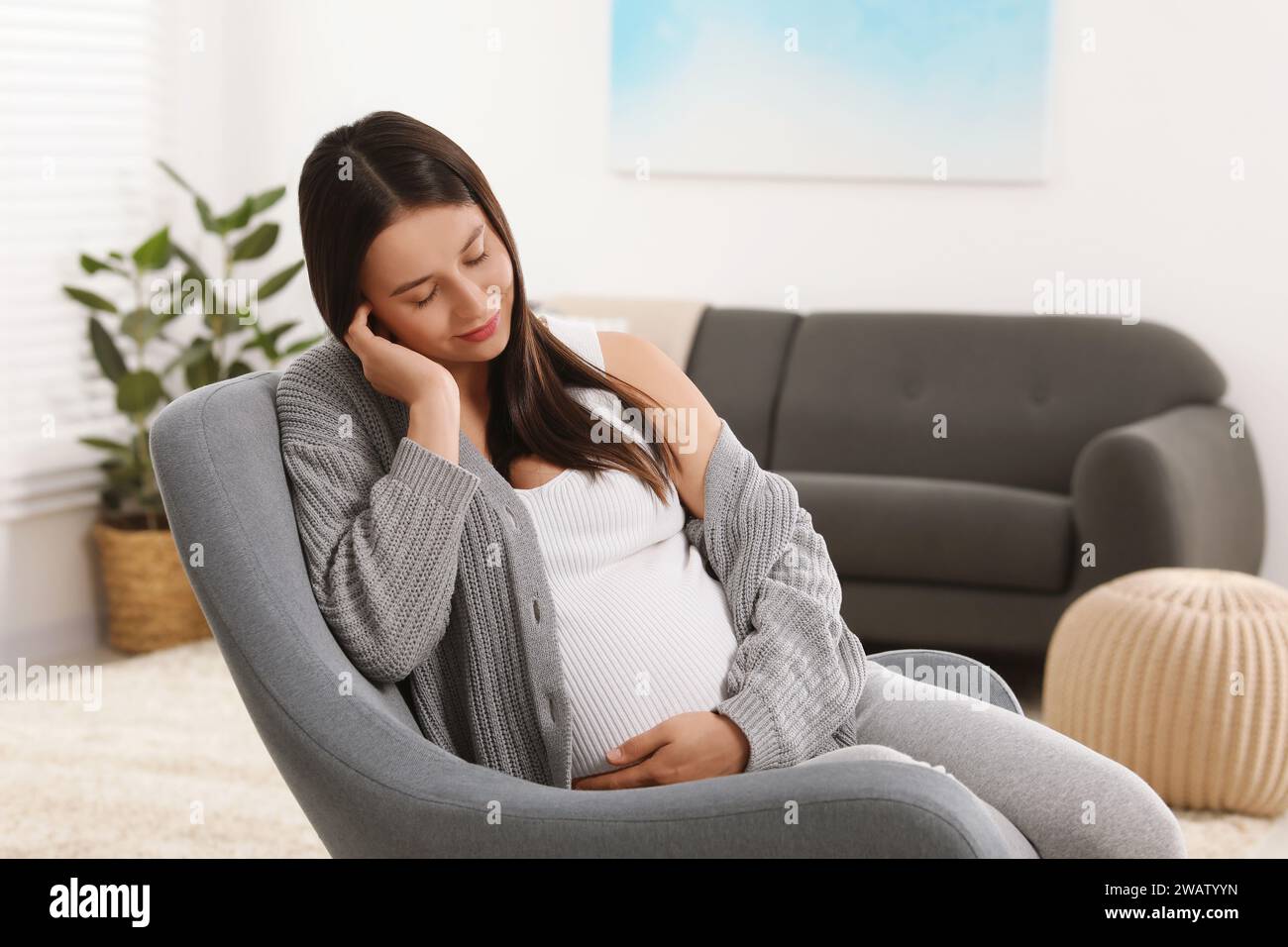 Beautiful pregnant woman sleeping in hi-res stock photography and ...