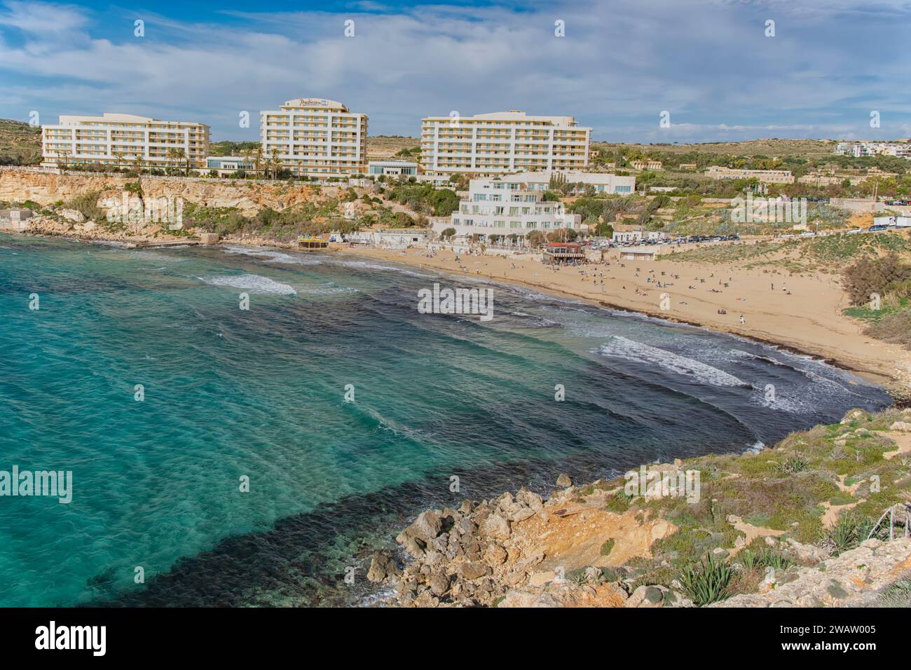 Golden Bay in Manikata, Malta Stock Photo - Alamy