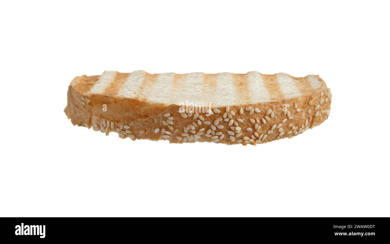 Slice of toasted bread isolated on white Stock Photo - Alamy