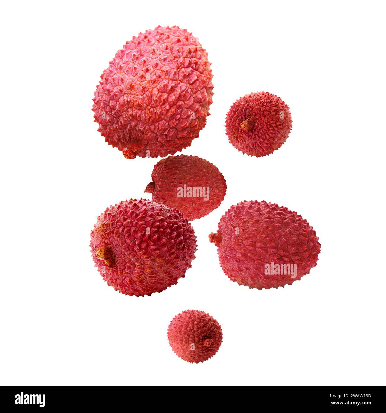 Many lychees falling on white background. Exotic fruit Stock Photo - Alamy