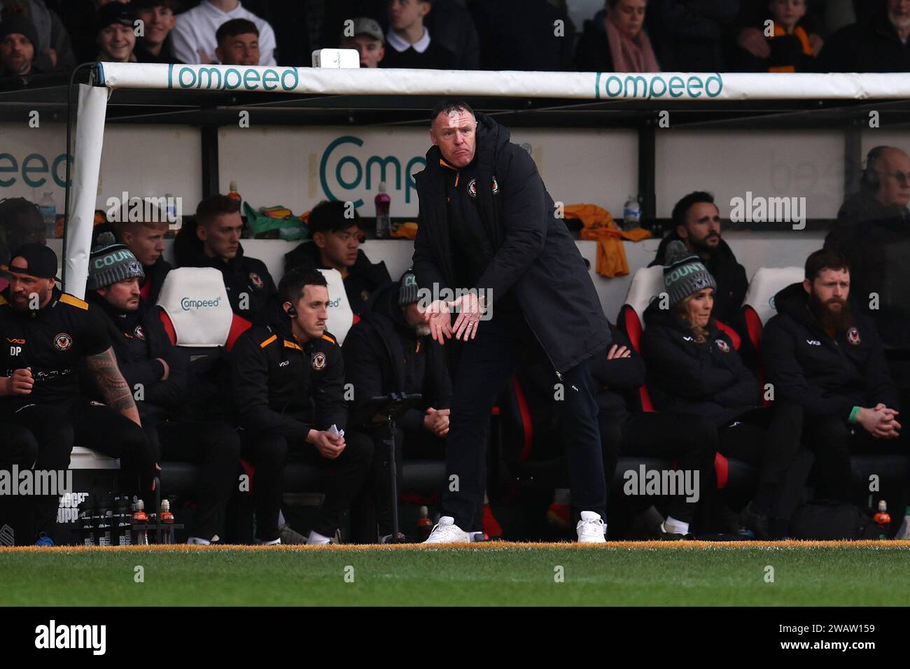 Newport, UK. 06th Jan, 2024. Graham Coughlan, the manager of Newport ...