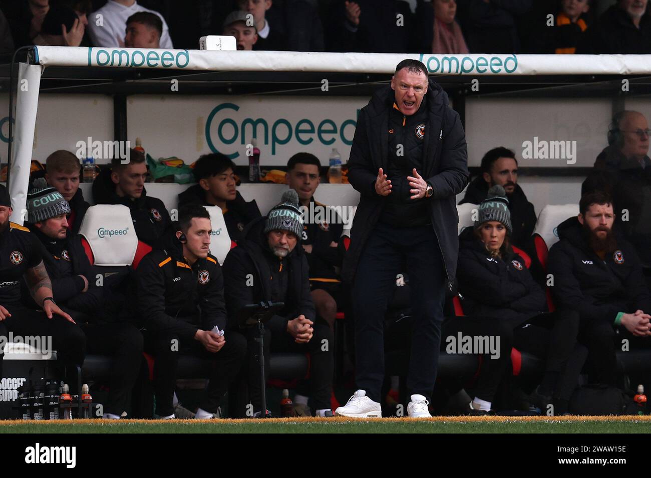 Newport, UK. 06th Jan, 2024. Graham Coughlan, the manager of Newport ...